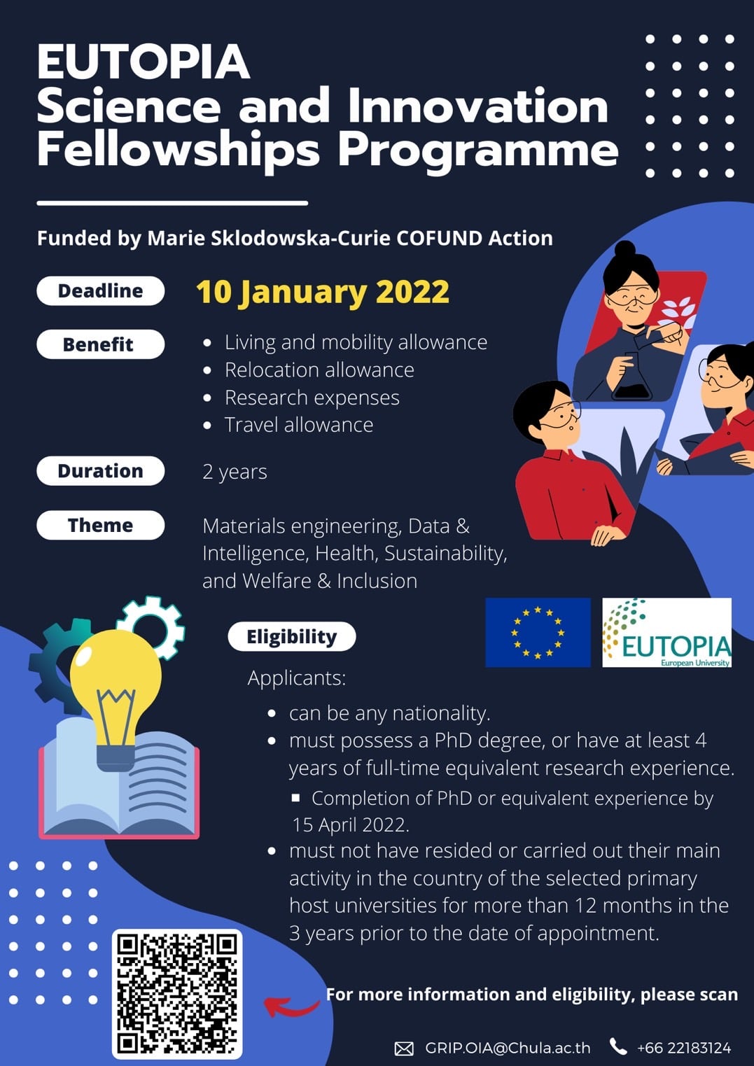 EUTOPIA Science and Innovation Fellowships Programme (EUTOPIA-SIF) [Second Call] – งานวิจัยและ ...