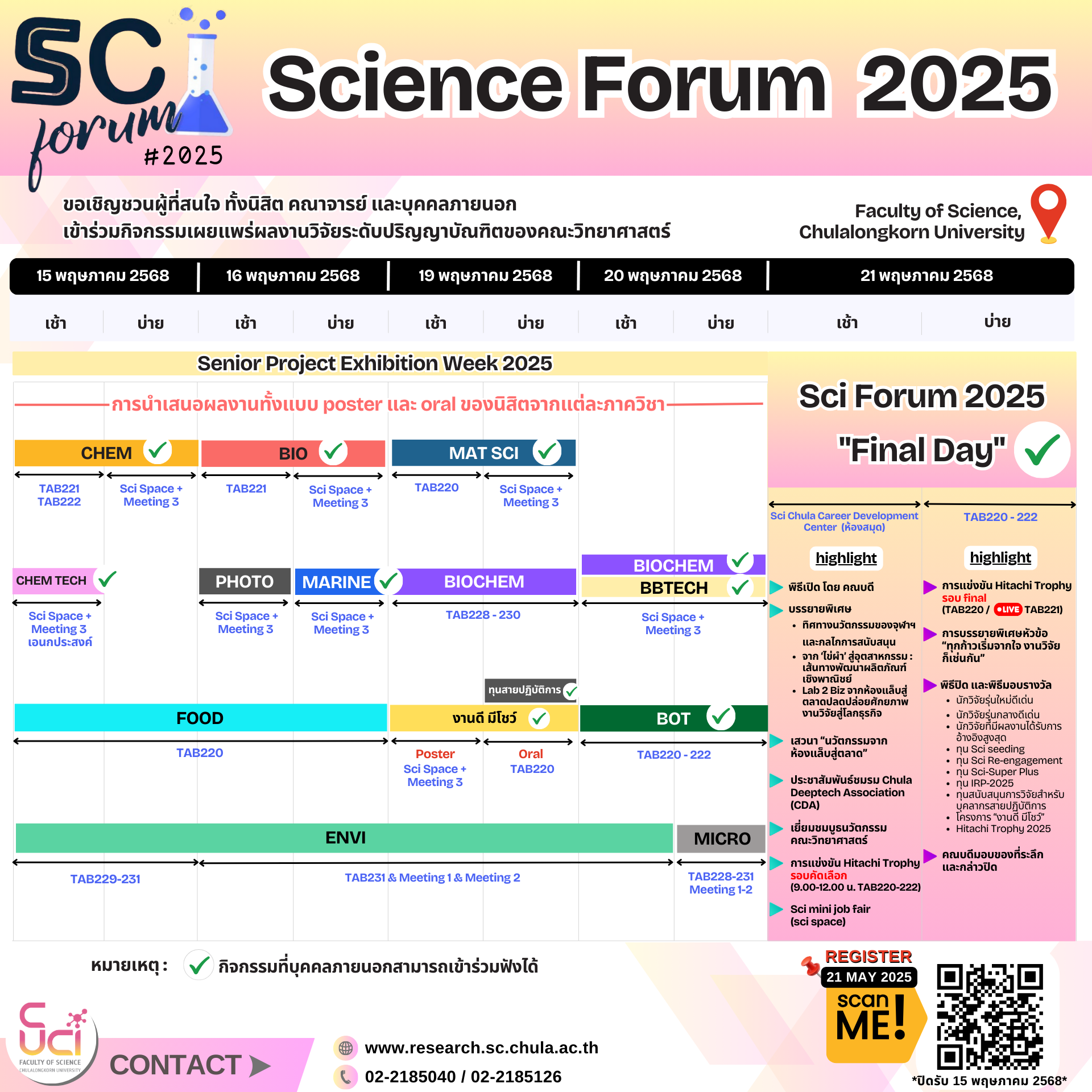Science Forum 2025 และ Senior Project Exhibition Week 2025 Plan (1920 x ...